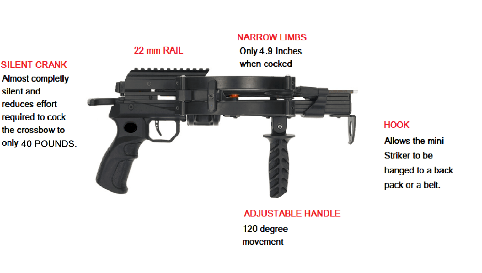 150lbs Mini Striker Reverse Draw Pistol Crossbow “The 12 Point” Hunting ...